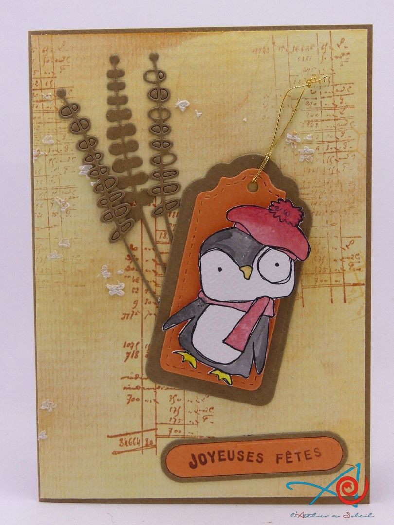 Carte au pingouin - Penguin card - L'Atelier au soleil