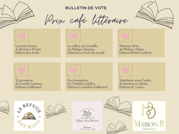 PRIX CAFE LITTERAIRE 2025 - SELECTION D'ANNE BOQUEL & ELISE DES LIVRES ...