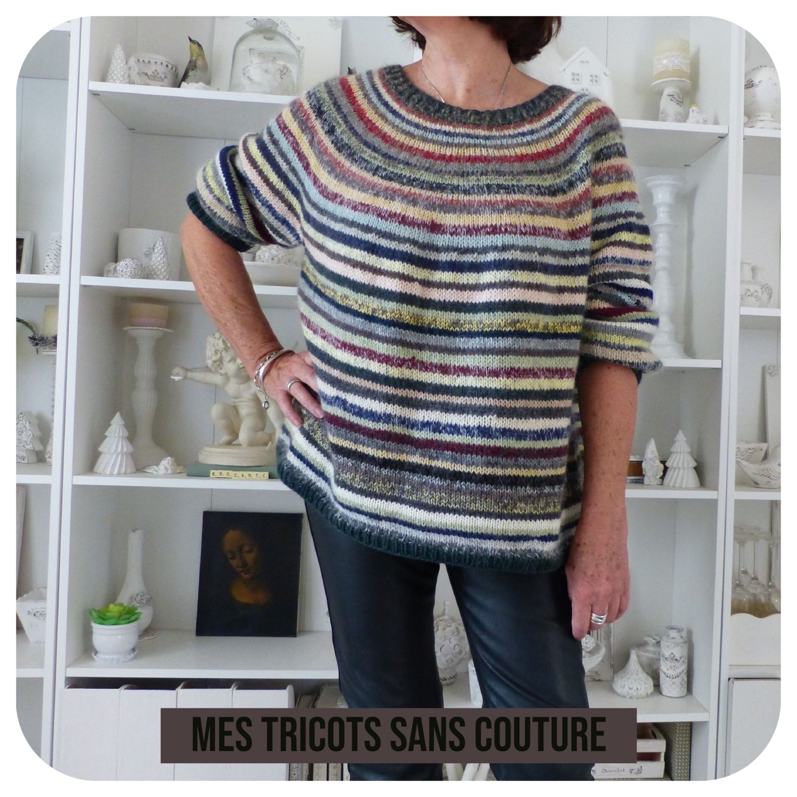 Pull rayé "restes de laine" à empiècement rond - Mes tricots sans ...