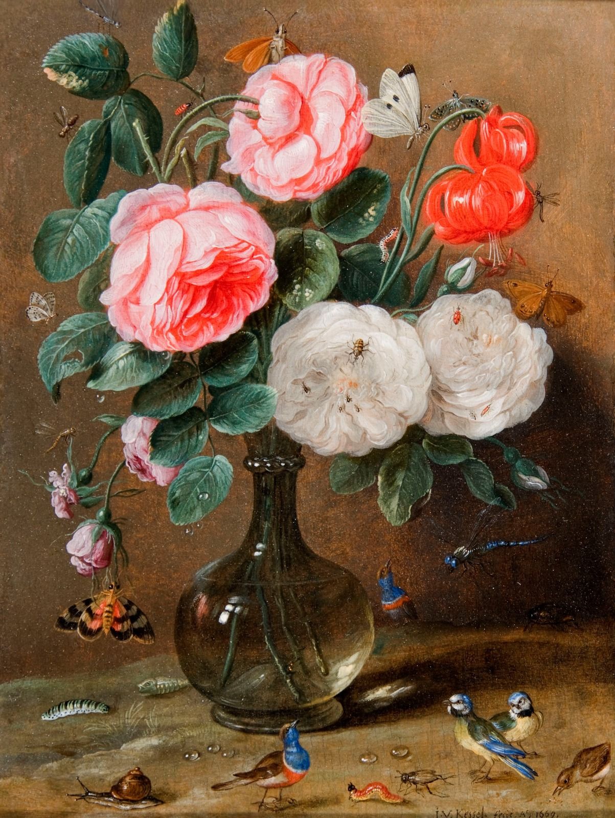 Jan Van Kessel The Elder, A Flower Still-Life with Butterflies, Insects ...