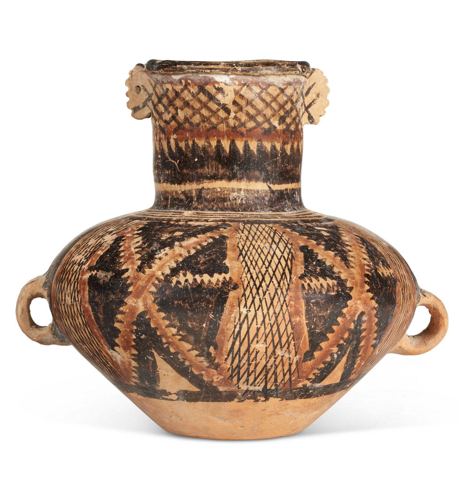 A painted pottery jar, Neolithic period, Yangshao culture, Banshan type ...