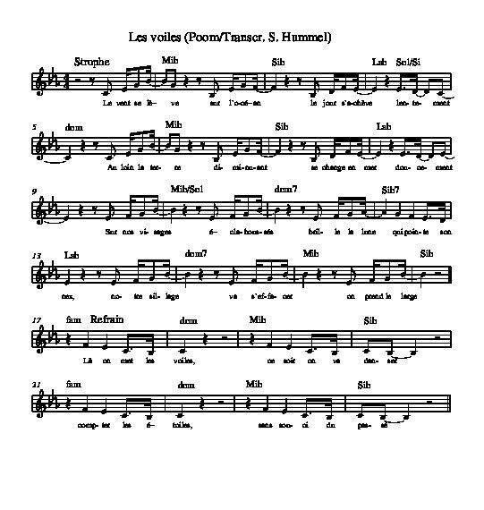 Poom, Les voiles - Chansons Françaises Partitions